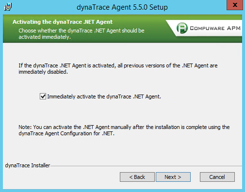 Launch dynaTrace .NET AgentConfiguration utility: